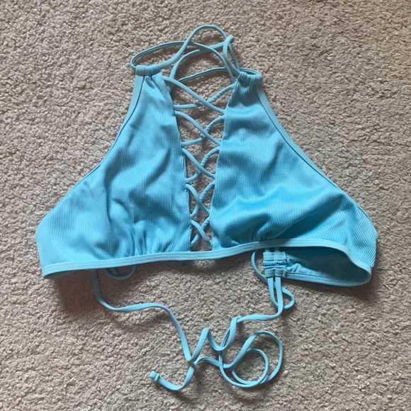 REVOLVE | Swim | Nwot Damsel Light Blue Ribbed Bathing Suit Set | Poshmark